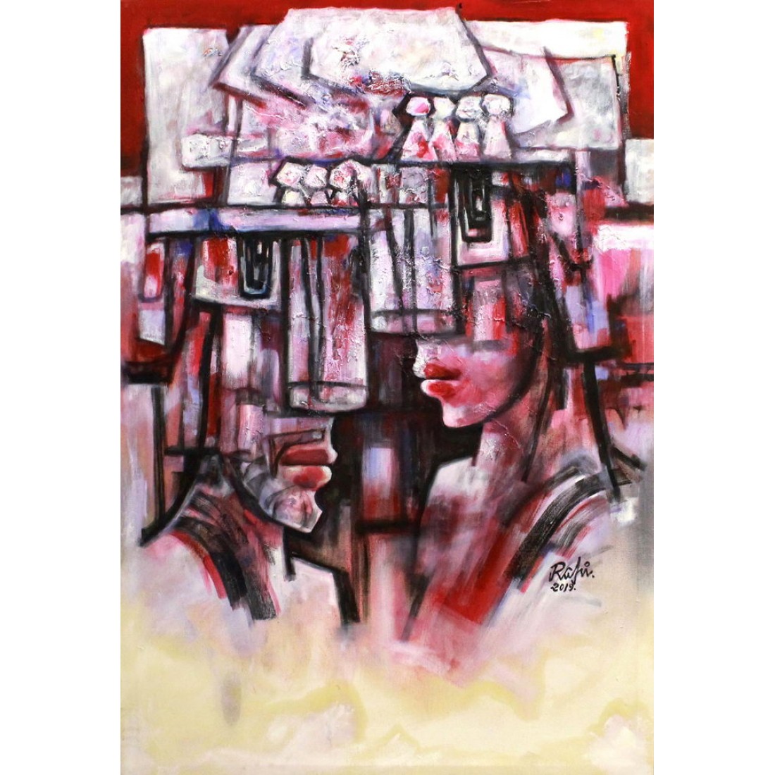 Mansoor Rahi, 24 x 36 Inch, Oil on Canvas, Figurative Painting, AC-MSR-080