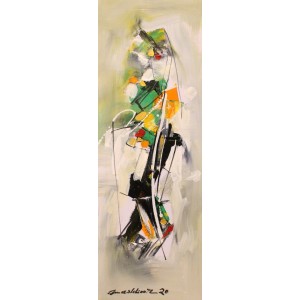 Mashkoor Raza, 12 x 36 Inch, Oil on Canvas, Abstract Painting, AC-MR-487
