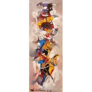 Mashkoor Raza, 12 x 36 Inch, Oil on Canvas, Abstract Painting, AC-MR-541