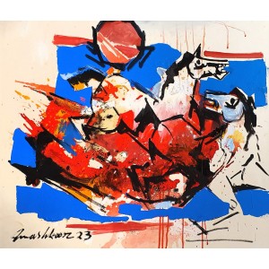 Mashkoor Raza, 24 x 30 Inch, Oil on Canvas, Horse Painting, AC-MR-622