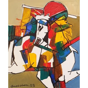 Mashkoor Raza, 24 x 30 Inch, Oil on Canvas, Horse Painting, AC-MR-643