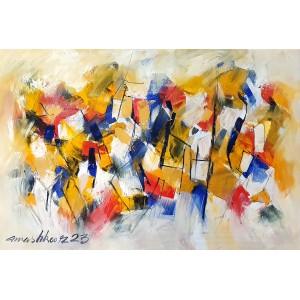 Mashkoor Raza, 24 x 36 Inch, Oil on Canvas, Abstract Painting, AC-MR-700