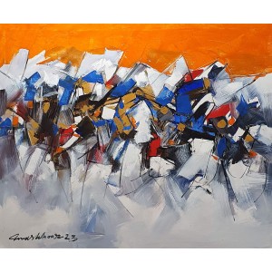 Mashkoor Raza, 30 x 36 Inch, Oil on Canvas, Abstract Painting, AC-MR-597