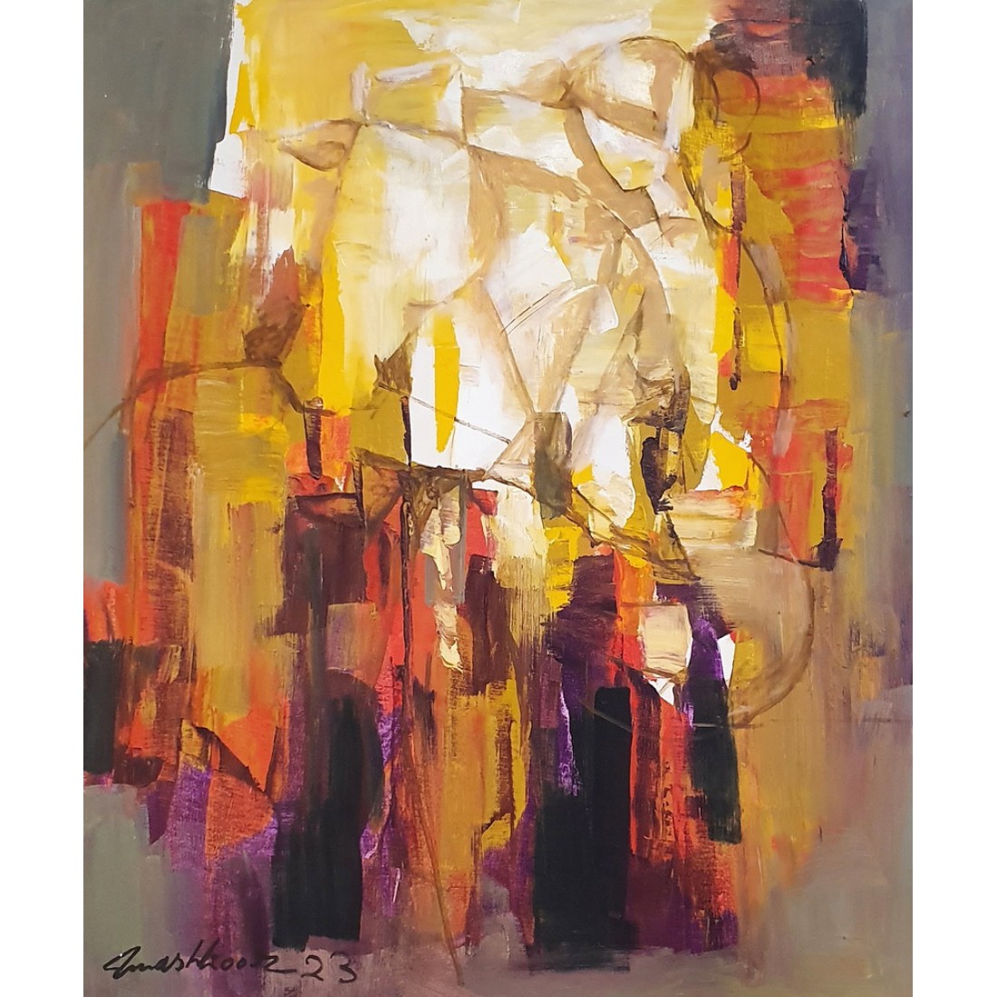 Mashkoor Raza, 30 x 36 Inch, Oil on Canvas, Figurative Painting, AC-MR-650