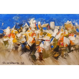 Mashkoor Raza, 24 x 36 Inch, Oil on Canvas, Abstract Painting, AC-MR-528