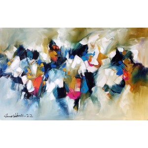 Mashkoor Raza, 30 x 48 Inch, Oil on Canvas, Abstract Painting, AC-MR-563
