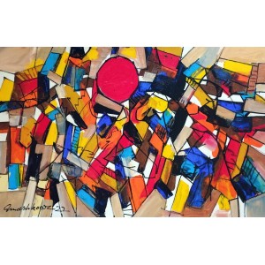 Mashkoor Raza, 30 x 48 Inch, Oil on Canvas, Abstract Painting, AC-MR-567