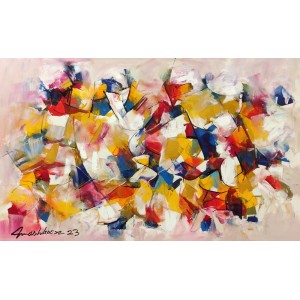 Mashkoor Raza, 30 x 48 Inch, Oil on Canvas, Abstract Painting, AC-MR-633