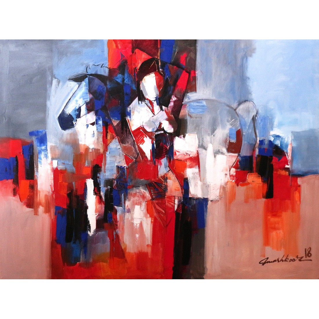 Mashkoor Raza, 36 x 48 Inch, Oil on Canvas, Figurative Painting, AC-MR-156