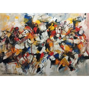 Mashkoor Raza, 36 x 48 Inch, Oil on Canvas, Figurative Painting, AC-MR-515