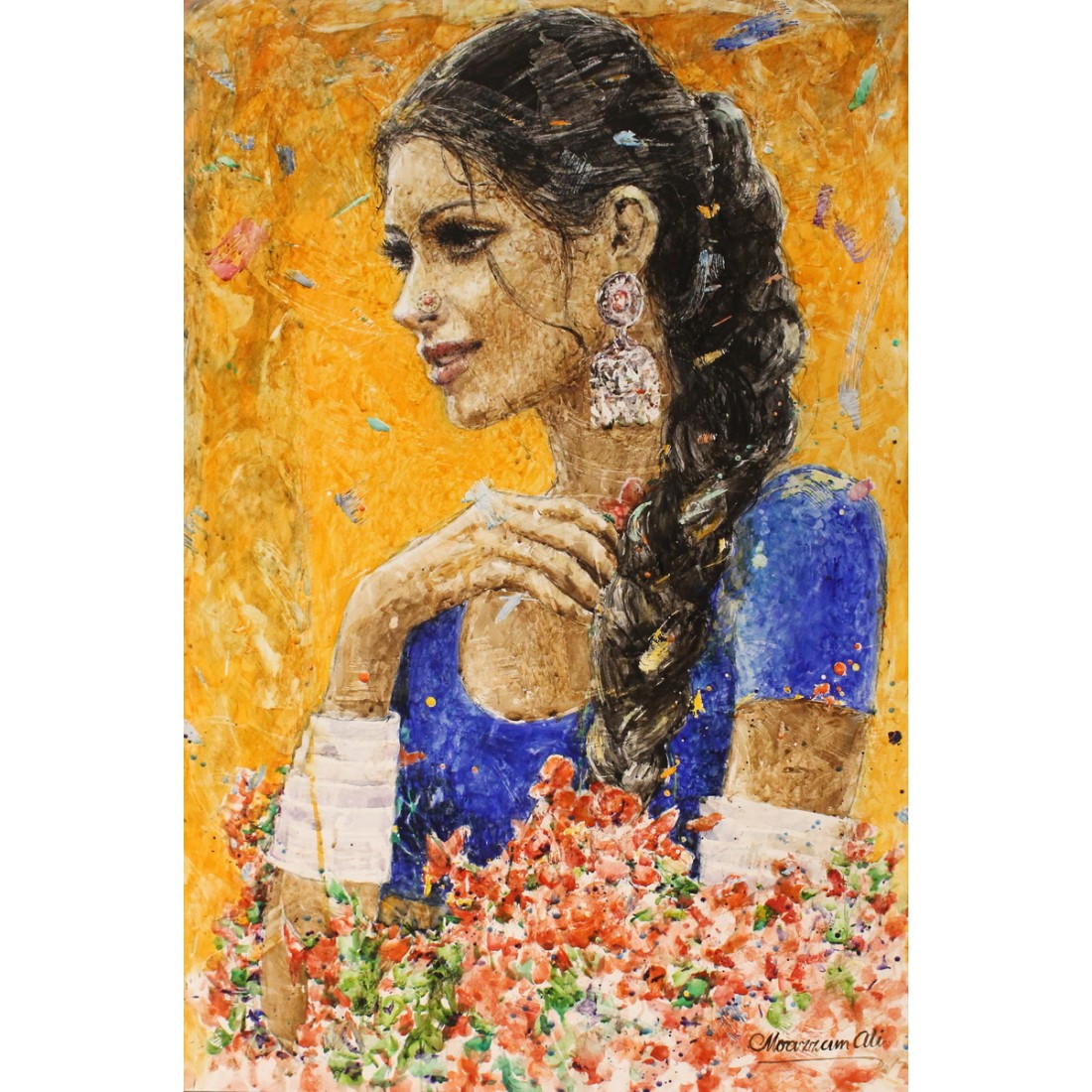 Moazzam Ali, 42 x 29 Inch, Watercolor on Paper, Figurative Painting, AC ...