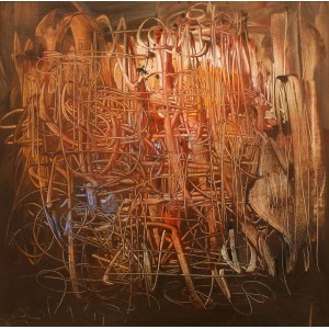 Riaz Rafi, 20 x 20 Inch, Oil on canvas, Calligraphy Painting, AC-RR-012