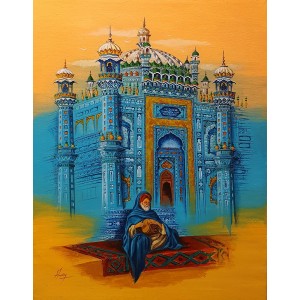 S. A. Noory, Shrine of Sachal Sarmast, 18 x 24 Inch, Acrylic on Canvas ...