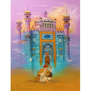 S. A. Noory, Shrine of Sachal Sarmast, 18 x 24 Inch, Acrylic on Canvas ...
