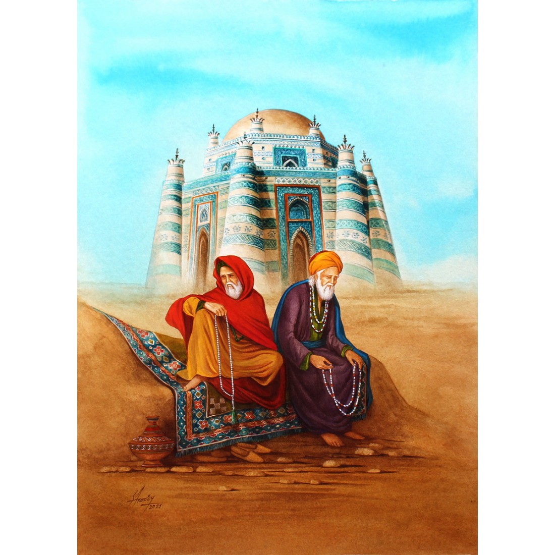 S. A. Noory, Tomb of Shah Rukn-e-Alam,16 x 12 Inch, Watercolor On Paper ...