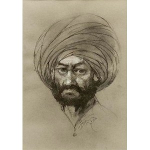 Saeed Akhtar, 12 x 17 Inch, Charcoal on Paper, Figurative Painting, AC ...