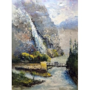 Saima Aamir, Skardu Series-3, 24 x 36 Inches, Oil on Canvas, Landscape ...