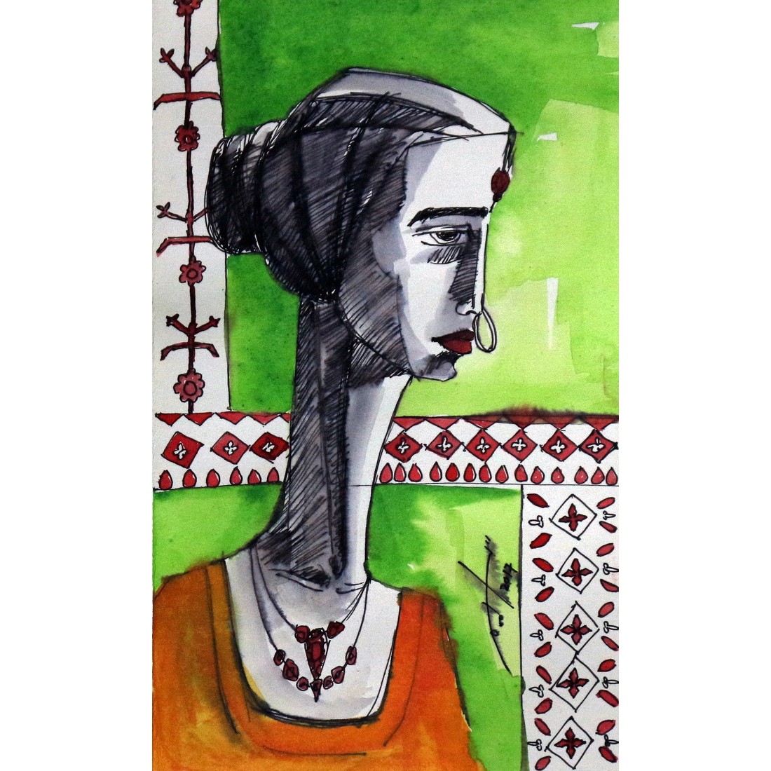 Saleem Raza, 06 x 10 Inch, Mixed Media On Paper, Figurative Painting ...