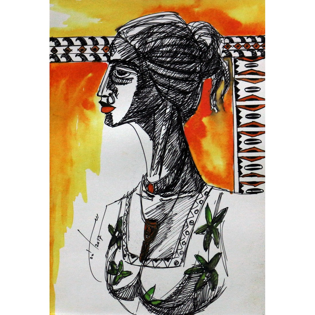 Saleem Raza, 07 x 10 Inch, Mixed Media On Paper, Figurative Painting ...