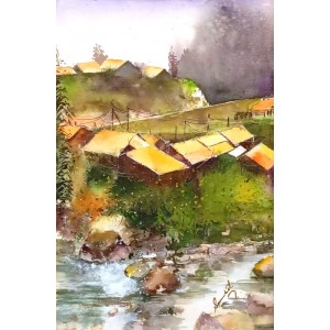 Sumbel Sajid, Welcome to heaven II, 14 x 21 Watercolor on Paper ...