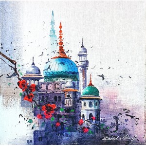 Zahid Ashraf, 12 x 12 inch, Acrylic on Canvas, Cityscape Painting, AC ...