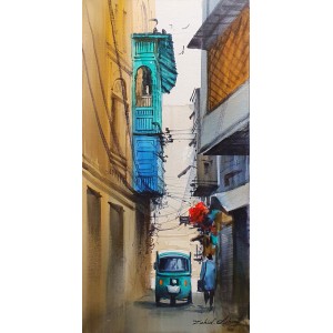 Zahid Ashraf, 12 x 24 inch, Acrylic on Canvas, Cityscape Painting, AC ...