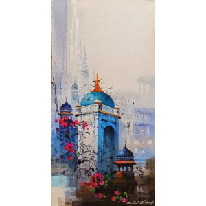 Zahid Ashraf, 12 x 24 inch, Acrylic on Canvas, Cityscape Painting, AC ...