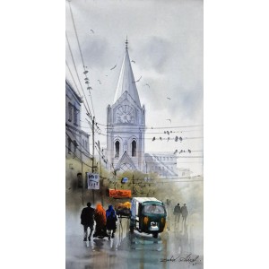 Zahid Ashraf, 12 x 24 inch, Acrylic on Canvas, Cityscape Painting, AC ...