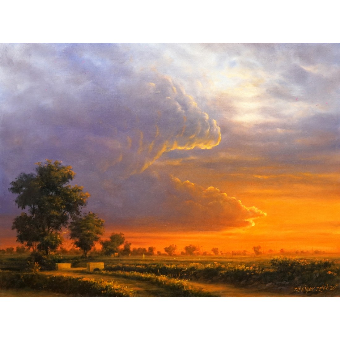 Zulfiqar Ali Zulfi, 30 x 40 inch, Oil on Canvas, Landscape Painting-AC ...