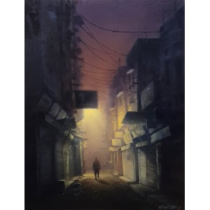 Zulfiqar Ali Zulfi, 40 x 30 Inch, Oil on Canvas, Cityscape Painting-AC ...